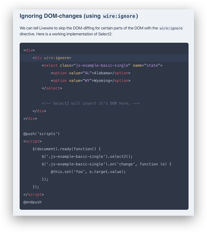 Using Livewire with Select2 Selectpicker - General - Livewire Forum